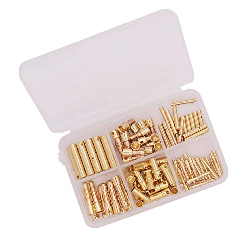 Treehobby 100PCS 2mm 3.5mm 4mm Male Female Gold Banana Plug Bullet Connector for RC Battery ESC Motor Wire Plug