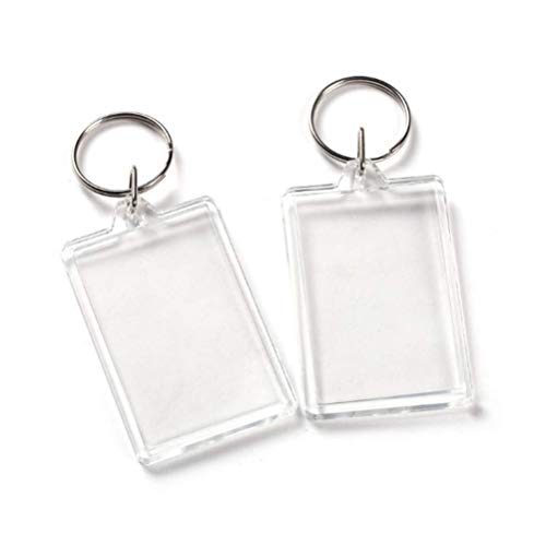 10Pcs SMALL SIZE-Rectangle Clear Acrylic Photo Snap-in Keychain Blank Double Sided Custom Personalised Photo Insert Picture Frame Keychain Keyring Holder(1.1 x 1.7 in)