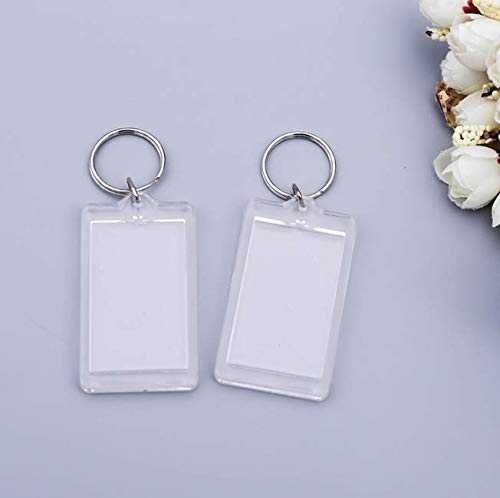 10Pcs SMALL SIZE-Rectangle Clear Acrylic Photo Snap-in Keychain Blank Double Sided Custom Personalised Photo Insert Picture Frame Keychain Keyring Holder(1.1 x 1.7 in)