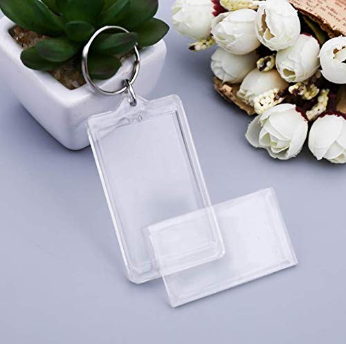 10Pcs SMALL SIZE-Rectangle Clear Acrylic Photo Snap-in Keychain Blank Double Sided Custom Personalised Photo Insert Picture Frame Keychain Keyring Holder(1.1 x 1.7 in)