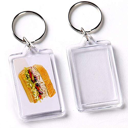 10Pcs SMALL SIZE-Rectangle Clear Acrylic Photo Snap-in Keychain Blank Double Sided Custom Personalised Photo Insert Picture Frame Keychain Keyring Holder(1.1 x 1.7 in)