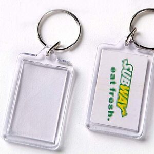 10Pcs SMALL SIZE-Rectangle Clear Acrylic Photo Snap-in Keychain Blank Double Sided Custom Personalised Photo Insert Picture Frame Keychain Keyring Holder(1.1 x 1.7 in)