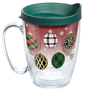 tervis plastic made in usa double walled christmas holiday ornaments insulated tumbler cup keeps drinks cold & hot, 16oz mug, clear