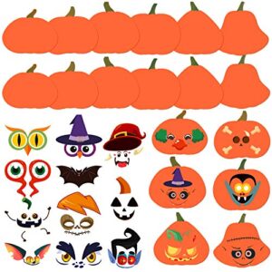 aneco 18 sets halloween foam pumpkin craft kit diy halloween arts foam pumpkin with pumpkin expression stickers for halloween fun home activities