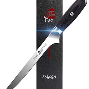 TUO Boning Knife 7 inch - Fillet Knife Flexible Kitchen Knife German HC Steel with Pakkawood Handle - FALCON SERIES with Gift Box