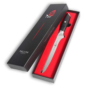 TUO Boning Knife 7 inch - Fillet Knife Flexible Kitchen Knife German HC Steel with Pakkawood Handle - FALCON SERIES with Gift Box