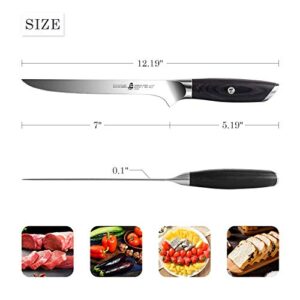 TUO Boning Knife 7 inch - Fillet Knife Flexible Kitchen Knife German HC Steel with Pakkawood Handle - FALCON SERIES with Gift Box