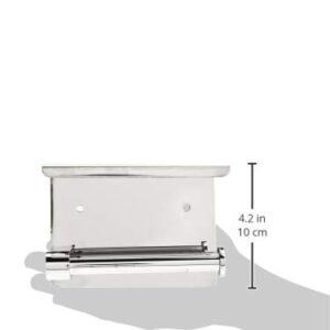 Amazon Basics Toilet Paper Holder - Contemporary, Includes Storage Shelf, Stainless Steel