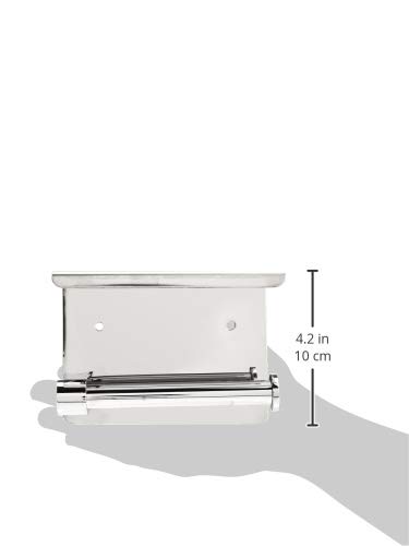 Amazon Basics Toilet Paper Holder - Contemporary, Includes Storage Shelf, Stainless Steel