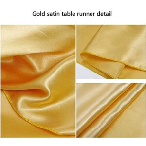 Set of 5 Satin Table Runners Gold 12x108 inch Table Runner for Party Wedding Reception Banquet Decoration Bright Silk Smooth Fabric Spring Party Chair Sashes