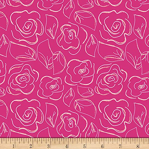 Art Gallery Fabrics Art Gallery Fusion Lets Chalk Joyful in Knit, Dark Magenta