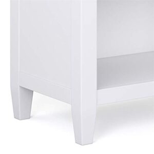 SIMPLIHOME Carlton 24 inches Wide Night Stand, Bedside table, White SOLID WOOD, Rectangle, with Storage, 2 Drawers and 1 Shelf, For the Bedroom, Transitional Modern