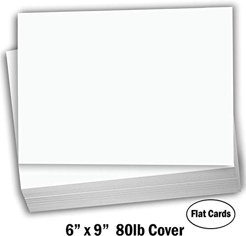 Hamilco White Cardstock Paper 6x9 Blank Index Cards Card Stock 80lb Cover 100 Pack