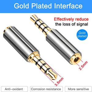 4 Pack 3.5mm Male to 2.5mm Female Audio Headphone Adapter, Gold Plated Jack Stereo Audio Converter Metal Shell for Headset, Audio Earphone, Microphone