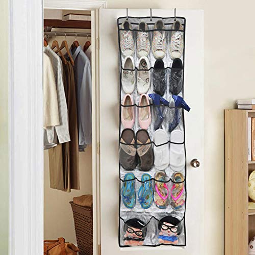 Crystal Clear Over The Door Hanging Shoe Organizer Oxford Cloth Toy Hanging Storage Rack Space Saver 22 Pockets