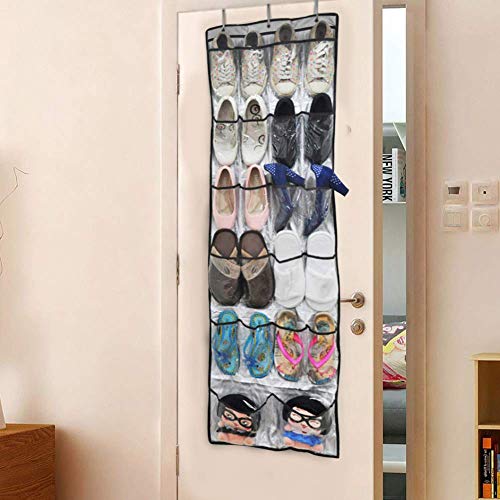 Crystal Clear Over The Door Hanging Shoe Organizer Oxford Cloth Toy Hanging Storage Rack Space Saver 22 Pockets