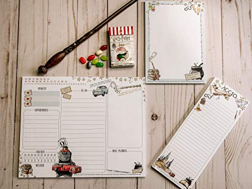 Conquest Journals Harry Potter Notepads set of 3, 8"x10" Daily Planner Pad, 5"x7" Notepad and 3.5"x9" To Do List Pad with magnet, 50 pages each pad