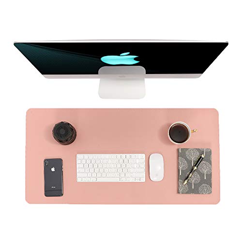 Everenty Writing Desk Pad Protector,Non-Slip PU Leather Desk,Mouse Pad,Office Desk Mat,Laptop Desk Pad,Waterproof Desk Writing Pad for Office and Home(31.5" x 15.7") (Pink)