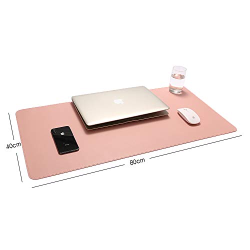 Everenty Writing Desk Pad Protector,Non-Slip PU Leather Desk,Mouse Pad,Office Desk Mat,Laptop Desk Pad,Waterproof Desk Writing Pad for Office and Home(31.5" x 15.7") (Pink)