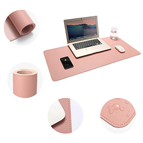 Everenty Writing Desk Pad Protector,Non-Slip PU Leather Desk,Mouse Pad,Office Desk Mat,Laptop Desk Pad,Waterproof Desk Writing Pad for Office and Home(31.5" x 15.7") (Pink)