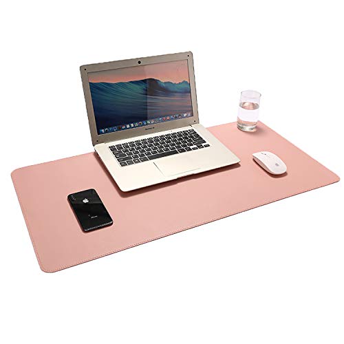 Everenty Writing Desk Pad Protector,Non-Slip PU Leather Desk,Mouse Pad,Office Desk Mat,Laptop Desk Pad,Waterproof Desk Writing Pad for Office and Home(31.5" x 15.7") (Pink)