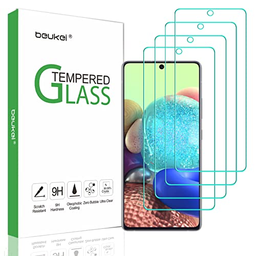 beukei (4 Pack) Compatible for Samsung Galaxy A71 (4G/5G) / A72 (4G/5G) / A73 (5G) Screen Protector Tempered Glass, (6.7 inch) Touch Sensitive,Case Friendly, 9H Hardness