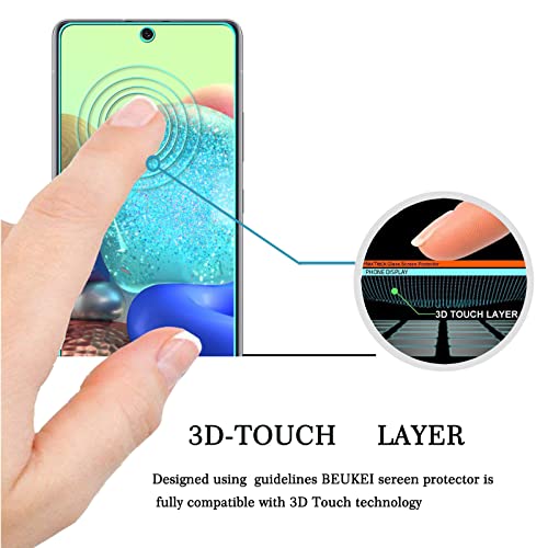 beukei (4 Pack) Compatible for Samsung Galaxy A71 (4G/5G) / A72 (4G/5G) / A73 (5G) Screen Protector Tempered Glass, (6.7 inch) Touch Sensitive,Case Friendly, 9H Hardness