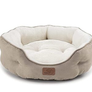 Bedsure Round Bed for Small Dogs, Washable for Indoor Cats, Pet Bed for Puppy and Kitten with Slip-Resistant Bottom, Camel, 20 Inches