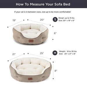 Bedsure Round Bed for Small Dogs, Washable for Indoor Cats, Pet Bed for Puppy and Kitten with Slip-Resistant Bottom, Camel, 20 Inches