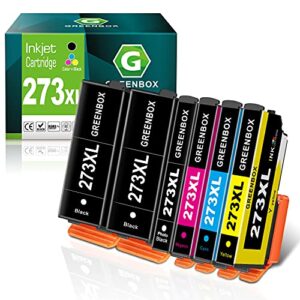 greenbox remanufactured ink cartridge replacement for epson 273xl 273 t273xl used in expression xp-520 xp-820 xp-620 xp-610 xp-800 xp-810 printer (2 black, 1 photo black, 1 cyan, 1 magenta, 1 yellow)