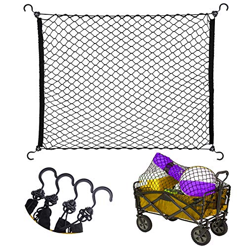 Mamiko Cargo Net for Utility Folding Wagon, Garden Cart, Folding Trolley Cart, Beach Cart, Made of Heavy Duty Nylon Net with Storage Bag / 38"X32"