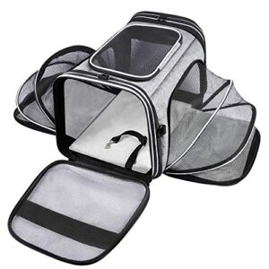 maskeyon tsa airline approved soft sided pet carrier top loading 4 side expandable large travel cats carrier collapsible with 3 removable washable pads and 3 pockets for cats kitten and small dogs