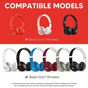 Beats Solo 3 Wireless Ear Pads Replacement, BUTIAO Protein Leather Memory Foam Headphone Earpads Ear Cushion Pad for Beats by Dre Solo 3 Wireless & Solo 2 Wireless Over Ear Headsets (Black Floral)