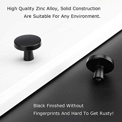 homdiy 25 Pack Black Knobs for Kitchen Cabinets Bathroom Cabinet Knobs - MO5310BK Mushroom Drawer Knobs Black Round Knobs for Cabinets and Drawers