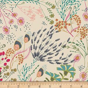 art gallery fabrics art gallery indie folk meadow vivid jersey knit, cream