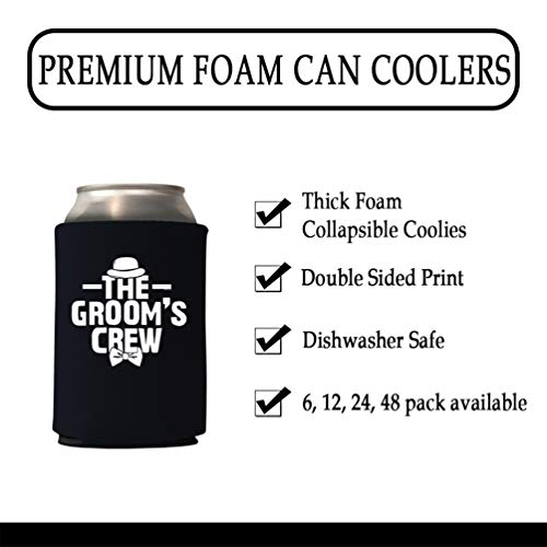 Veracco The Groom and The Grooms Crew Can Coolie Holder Bachelor Party Wedding Favors Gift For Groom Groomsmans Proposal (White Groom, Black GC, 12)