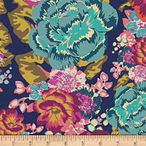 art gallery fabrics art gallery fusion acqua di rose boho in knit, blue