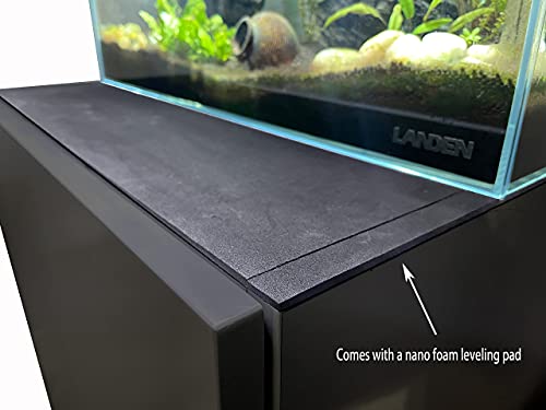 Landen Aquarium Wooden Stand and Cabinet for up to 30 Gal Tank, Fish Tank Stand, Nano Foam Leveling Mat Included, W23.6xD17.7xH33.9in,Wooden Matte Black Painted(Stand Only)