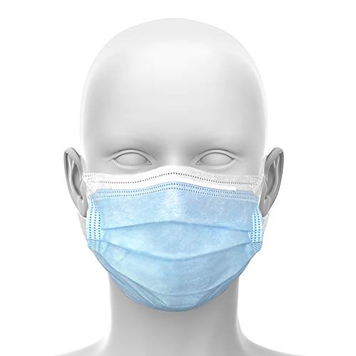 Single Use Pullout Comfort Earloop Disposable Face Mask (Pack of 50), Blue - Latex Free