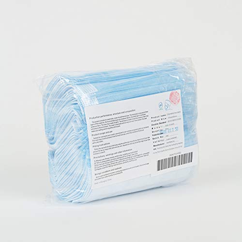 Single Use Pullout Comfort Earloop Disposable Face Mask (Pack of 50), Blue - Latex Free