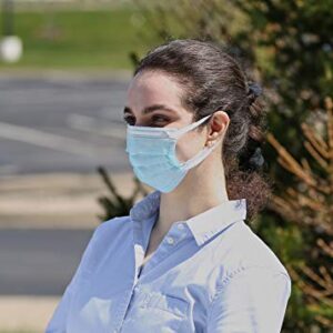 Single Use Pullout Comfort Earloop Disposable Face Mask (Pack of 50), Blue - Latex Free