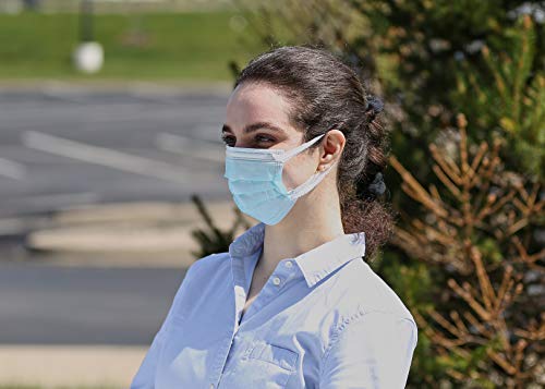 Single Use Pullout Comfort Earloop Disposable Face Mask (Pack of 50), Blue - Latex Free