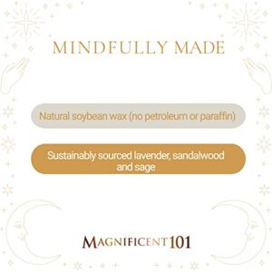 MAGNIFICENT 101 Home Blessing Aromatherapy Candle for Love and Laughter - Sage, Bergamot, Sandalwood Scented Natural Soybean Wax Tin Candle for Purification and Chakra Healing Under $20