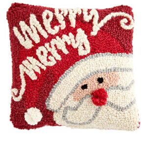 mud pie merry mini xmas hooked pillow, 8" x 8"