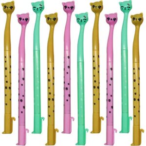 maydahui 12pcs elegant cat shape rollerball pens cute kawaii animal pen japanese kitty black gel ink slender penholder bedroom eyes style for girls school office