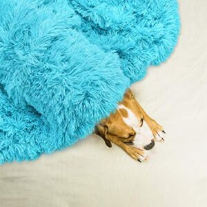 Andecor Soft Fluffy Faux Fur Throw Blanket - 50 x 60 Inches Plush Lightweight Warm Shaggy Fleece Blankets for Bed Couch Sofa Chair Home Decorative, Teal Blue