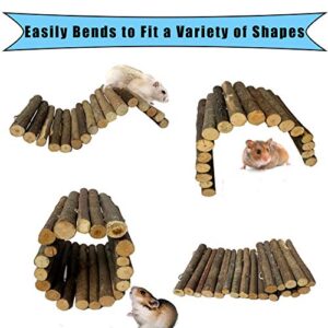 Hamiledyi  4 PCS Hamster Wooden Bridge Mouse Bridge Chew Toy Rat Natural Hideout Ladder for Small Animal Gerbils Guinea Pigs Rat Ferret Reptils  　