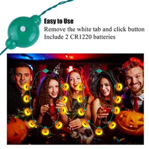 Aneco 2 Pack Halloween LED Pumpkin Lantern Necklace, 33 inch 9 Pieces Pumpkin Light Up Flashing Glow in The Dark Necklace LED Light Pumpkin Lantern Necklace for Halloween Party Decoration