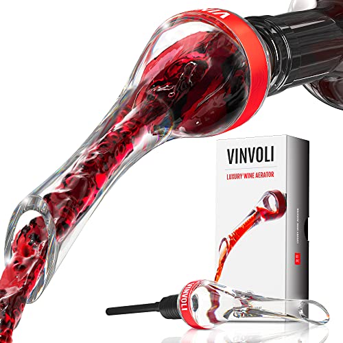 VINVOLI Wine Aerator - New 2023 Luxury Wine Air Aerator - Wine Aerators Pourer - Red Wine Decanter with Aerator - Wine Aerator Pourer Spout - Professional Quality for Wine Lovers and Sommeliers