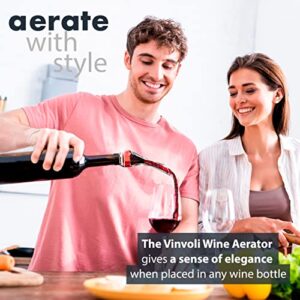 VINVOLI Wine Aerator - New 2023 Luxury Wine Air Aerator - Wine Aerators Pourer - Red Wine Decanter with Aerator - Wine Aerator Pourer Spout - Professional Quality for Wine Lovers and Sommeliers